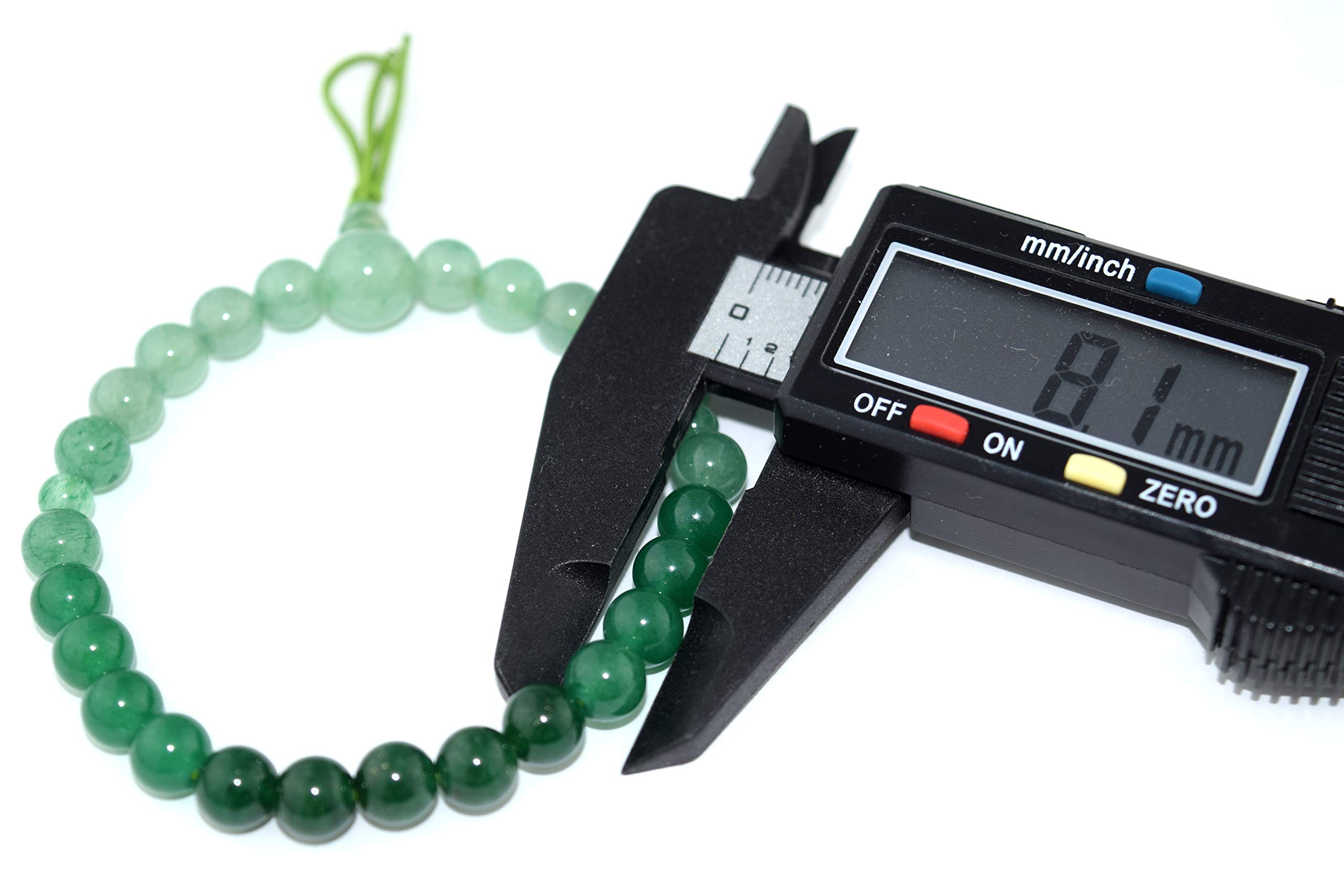 京都あさひ屋 Green Aventurine Quartz Indian Jade Gradation Stone Bracelet Women Men elastic bangle Kyoto mala beads (Rosary)