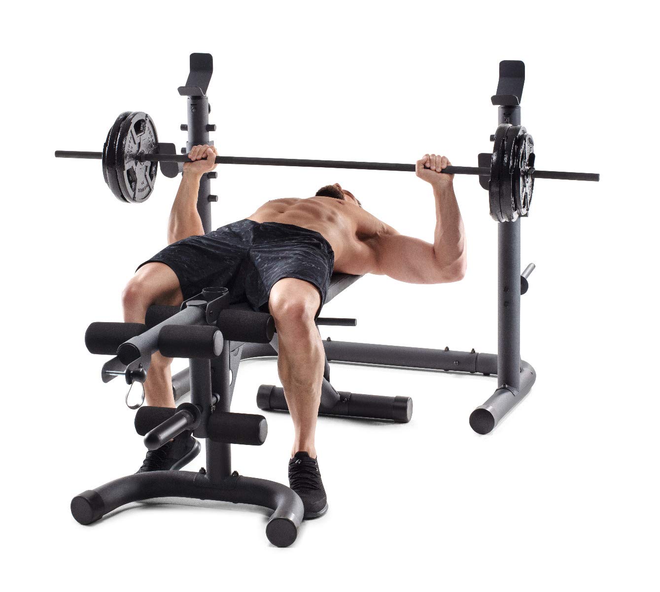 Weider XRS 20 Olympic Workout Bench with Independent Squat Rack and Preacher Pad