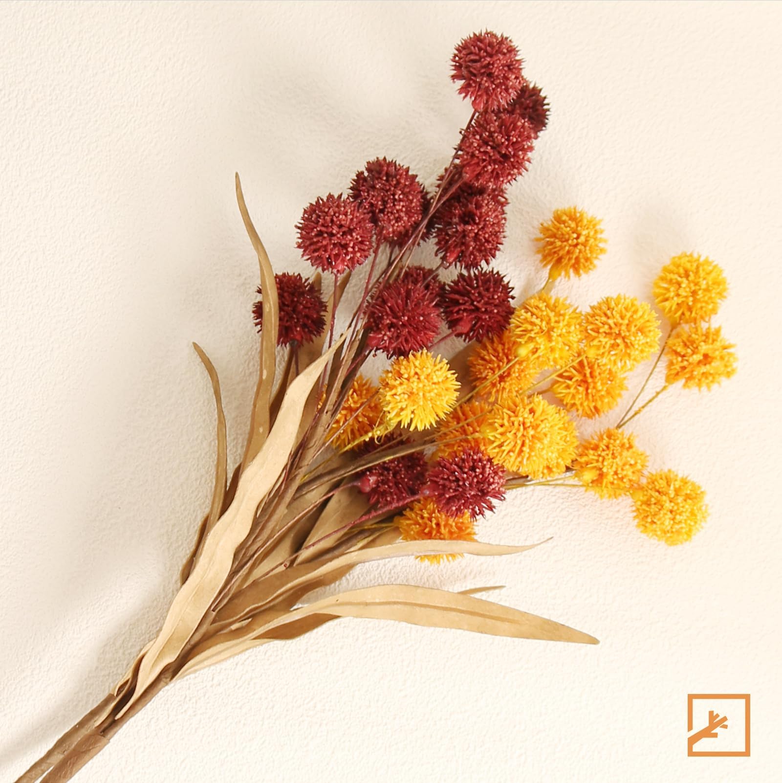 ZIFTY Thanksgiving Decor Artificial Flower Handmade 2Pcs Artificial Stems 18.5" Tall Thistle Globe Echinops Bouquet Fake Branches for Vase Bouquets Christmas Farmhouse Home Decor