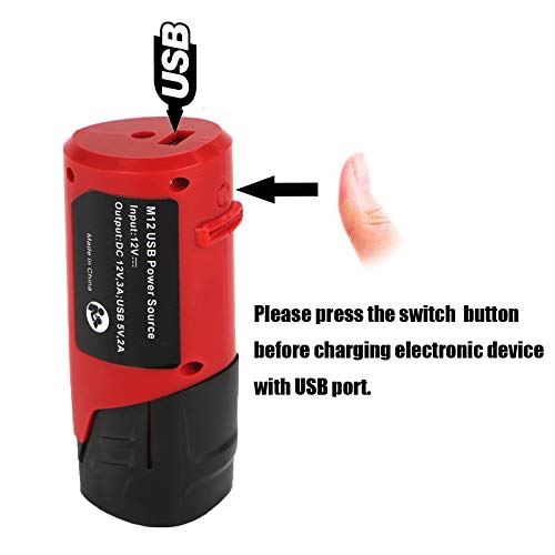 weqcter Fit for M12 Power Source Adapter with DC 12V Outlet Charge for Milwaukee Heated Jacket 49-24-2310 48-59-1201 Compatible with M12 Battery 48-11-2420 48-11-2411 48-11-2401 48-11-2402