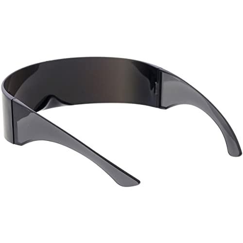 zeroUV - 80s Futuristic Cyclops Cyberpunk Visor Sunglasses with Semi Translucent Mirrored Lens (Ice)