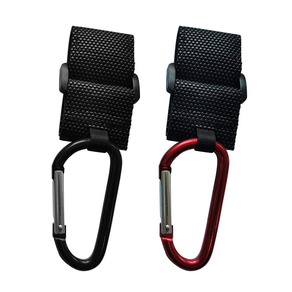 WeTest 4 Pack Durable Baby Stroller Organizer Hook Clip for Baby Diaper Bags, Diaper Bags, Purse - 2 Colors(Red/Black)