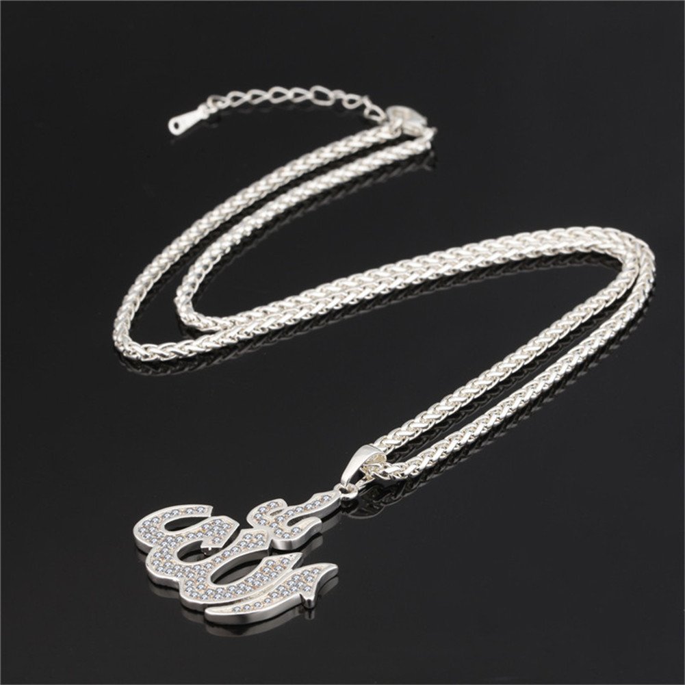 WELRDFG Zirconia Allah pendant necklace 18K gold plated/platinum plated men's/women's jewelry