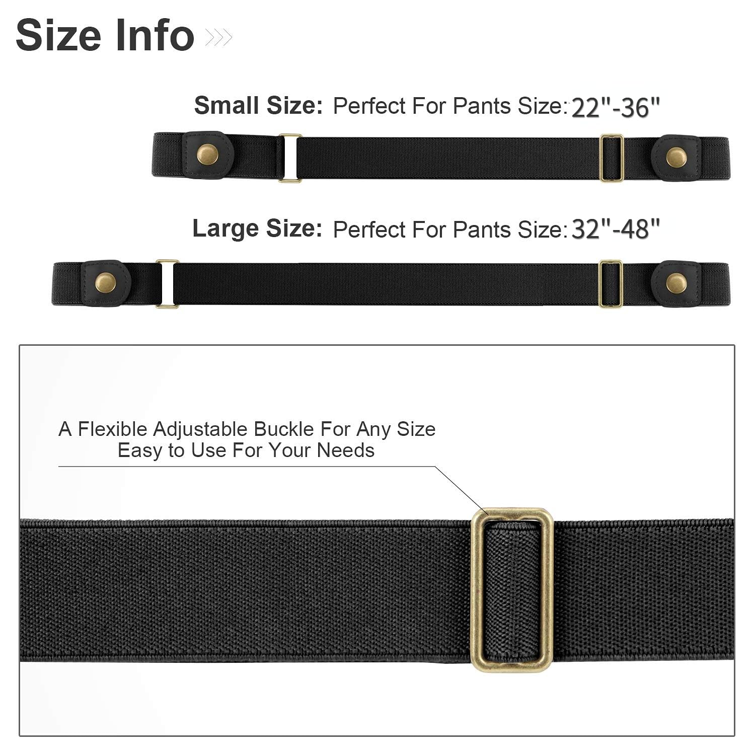 WHIPPY 4 Pieces No Buckle Stretch Women Belt for Jeans Pants, Buckle Free Comfortable Invisible Elastic Belts (Black Khaki Blue Brown, Fit Pants Size 22-36 Inches)