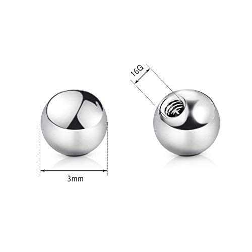 VCMART 20 Pcs Universal Piercing Jewelry Replacement Balls, 16G