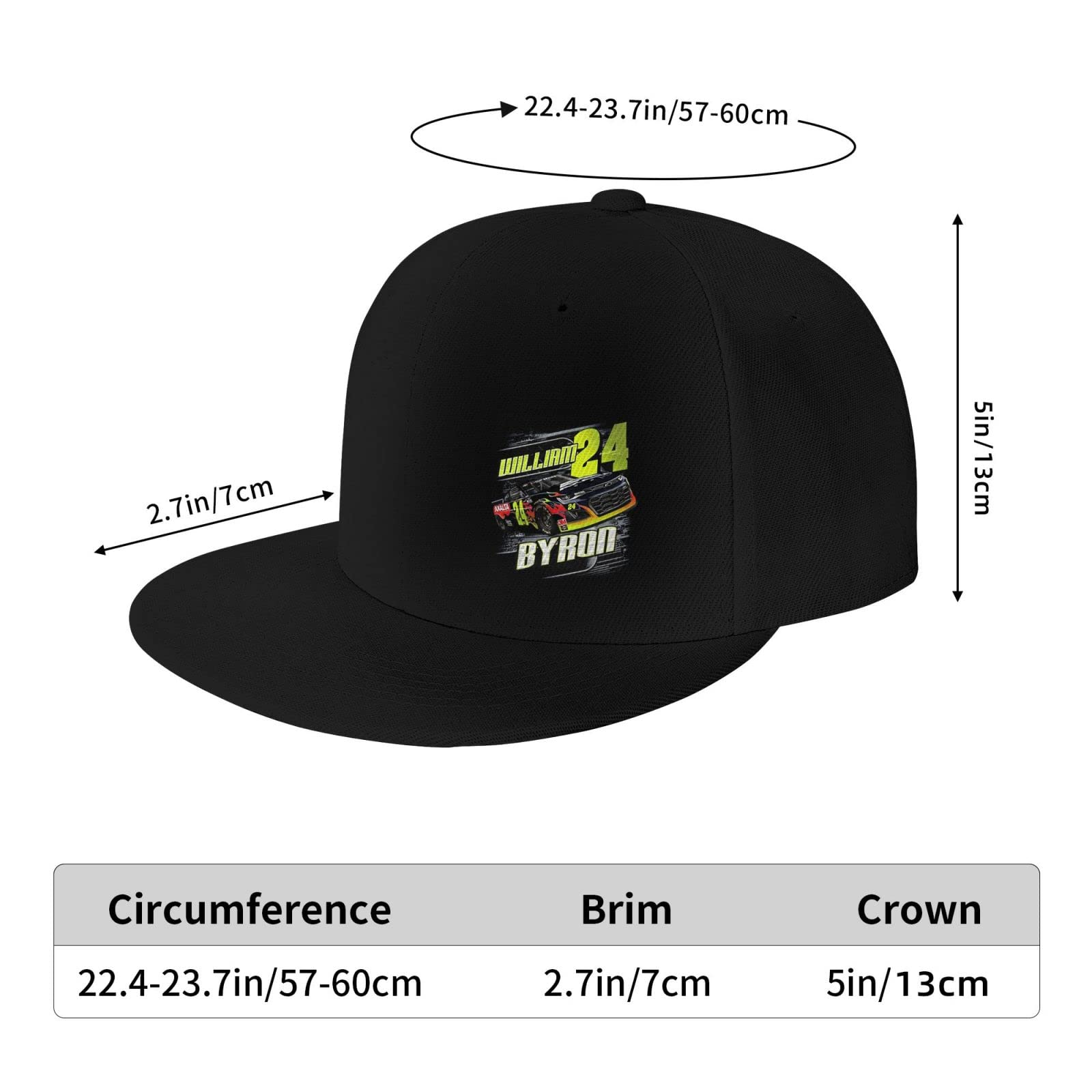 William Byron 24 Snapback Hats for Men Baseball Cap Adjustable Flat Bill Trucker Gift Black