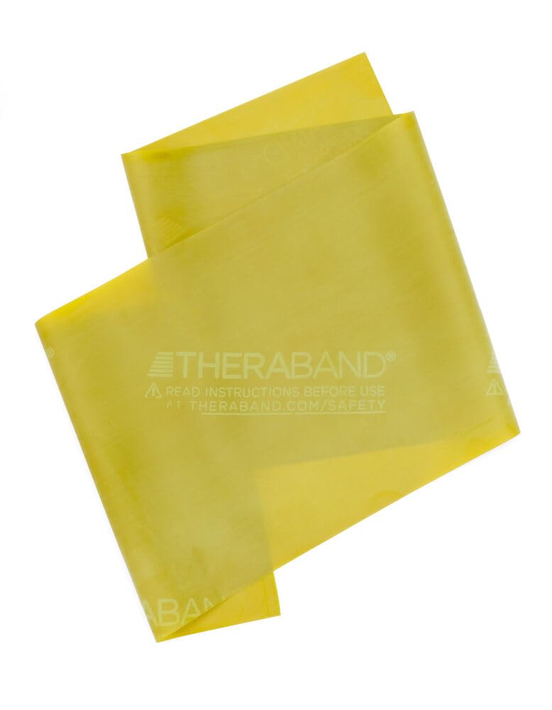 THERABAND Resistance Bands, 6 Yard Roll Professional Latex Elastic Band For Upper Body, Lower Body, & Core Exercise, Physical Therapy, Pilates, Home Workouts, & Rehab, Yellow, Thin, Beginner Level 2