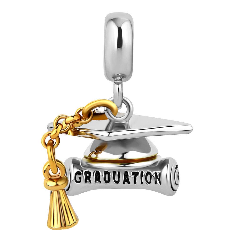 Wiazhu Graduation Hat Cap &Scroll Beads for Bracelets&Necklaces European Style Pendant Charm