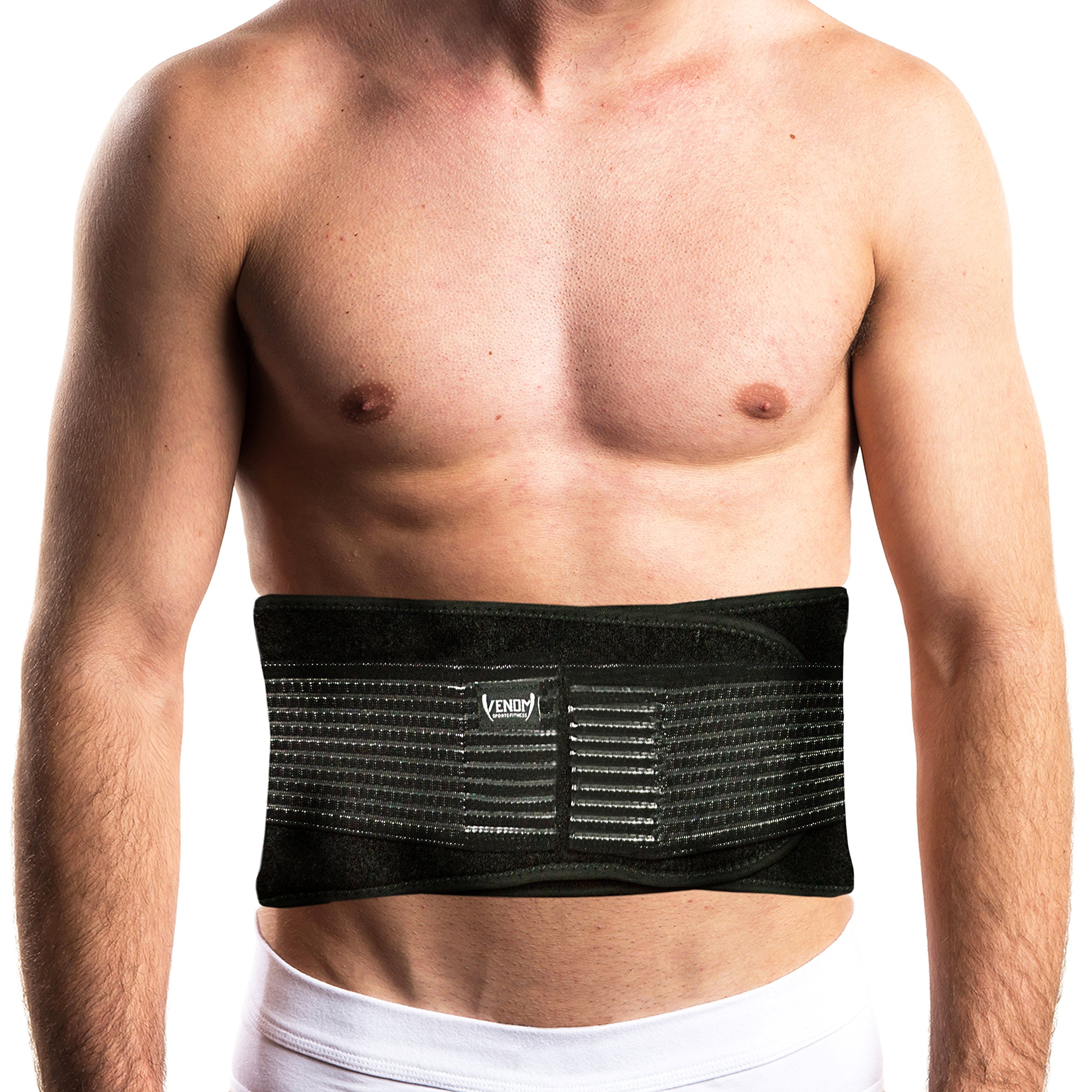 Venom Lumbar Back Brace Compression Belt - Elastic Support & Adjustable Dual Straps, Lower Back Pain, Spasm, Strain, Herniated Disc, Sciatica, Scoliosis, Disc Bulge, Lifting, Men, Women (XL)