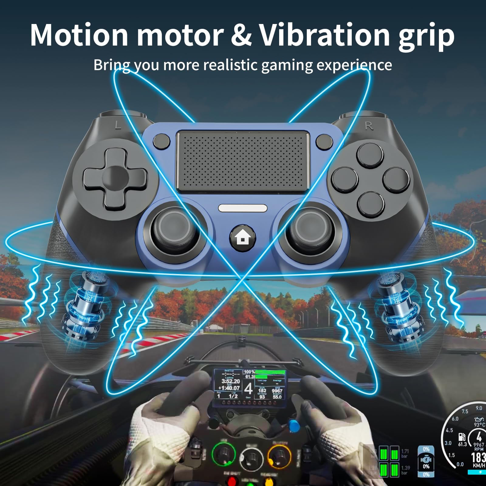 Wireless Controller for P4, Remote Control Compatible with Playstation 4/ Slim/ Pro/ PC, Gaming Controllers with Double Vibration /6-Axis Motion Sensor /Programmable Back Buttons【Upgraded Version】