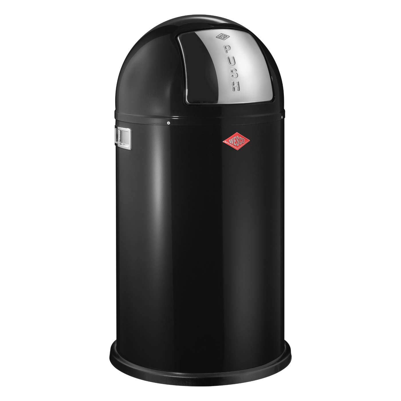 ウェスコ(Wesco) Push Bin 16.9 gal (50 L) PUSHBOY Trash Can with Lid, サイズ:∅40×H75.5cm, Black (Black Matte)