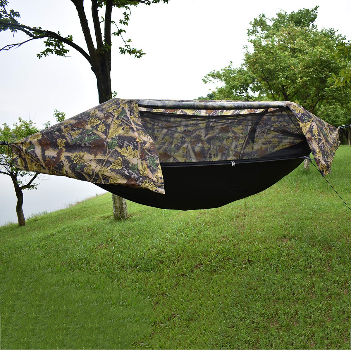 WintMing Camping Hammock with Mosquito Net 9.5 x 4.6ft Double Hammock with Tree Straps Carabiners Lightweight Portable for Travel Backpacking Outdoor