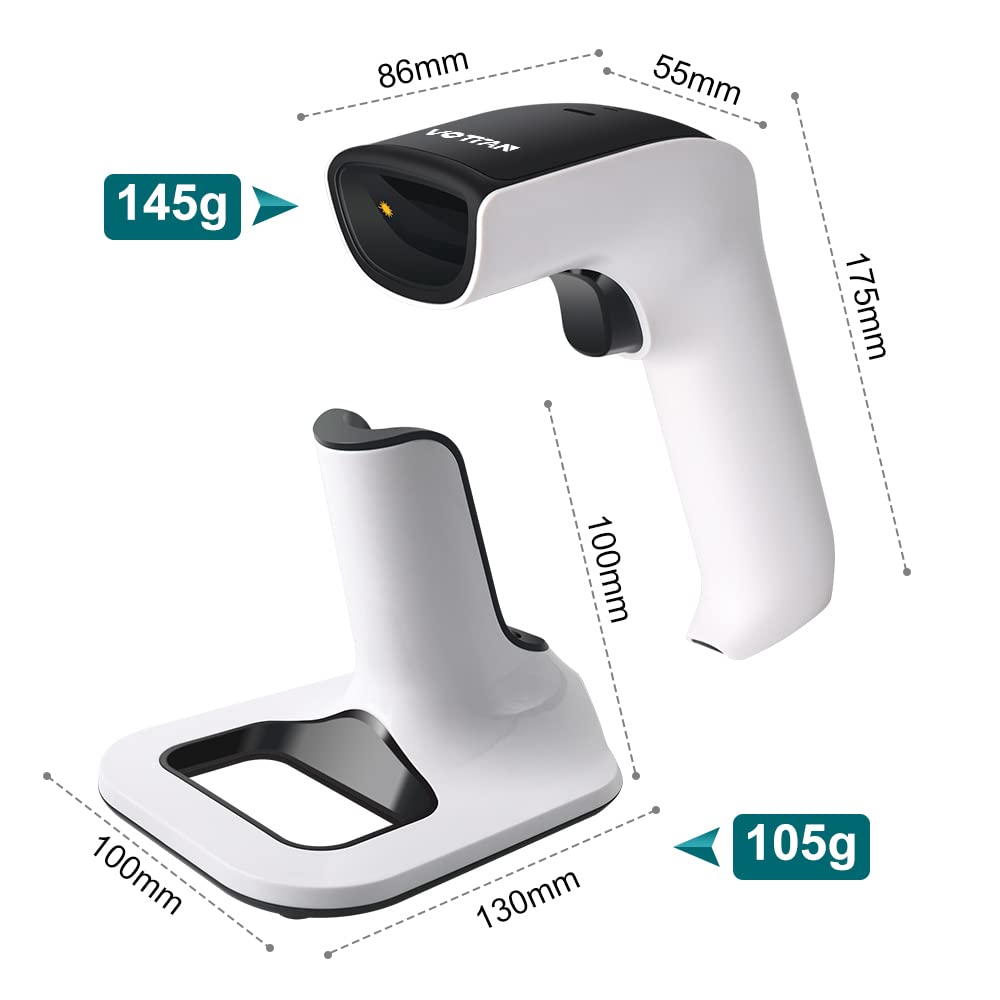 Wireless Bluetooth Barcode Scanner, CMOS Image Sensor Automatic Scanning Scanner 3-in-1 Connection Handheld USB Bar Code Scanner 1D 2D PDF417 Data Matrix (1D)