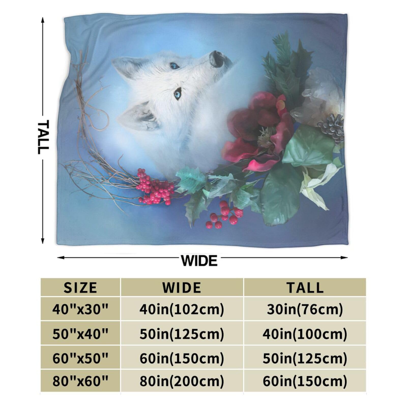 Wolf Blanket Decorative for Adults and Kids Design Pretty Art Gift Home Decorative Living Room Sofa Hug Plush Soft Beding Nap Cozy Blanket2 50"x40"