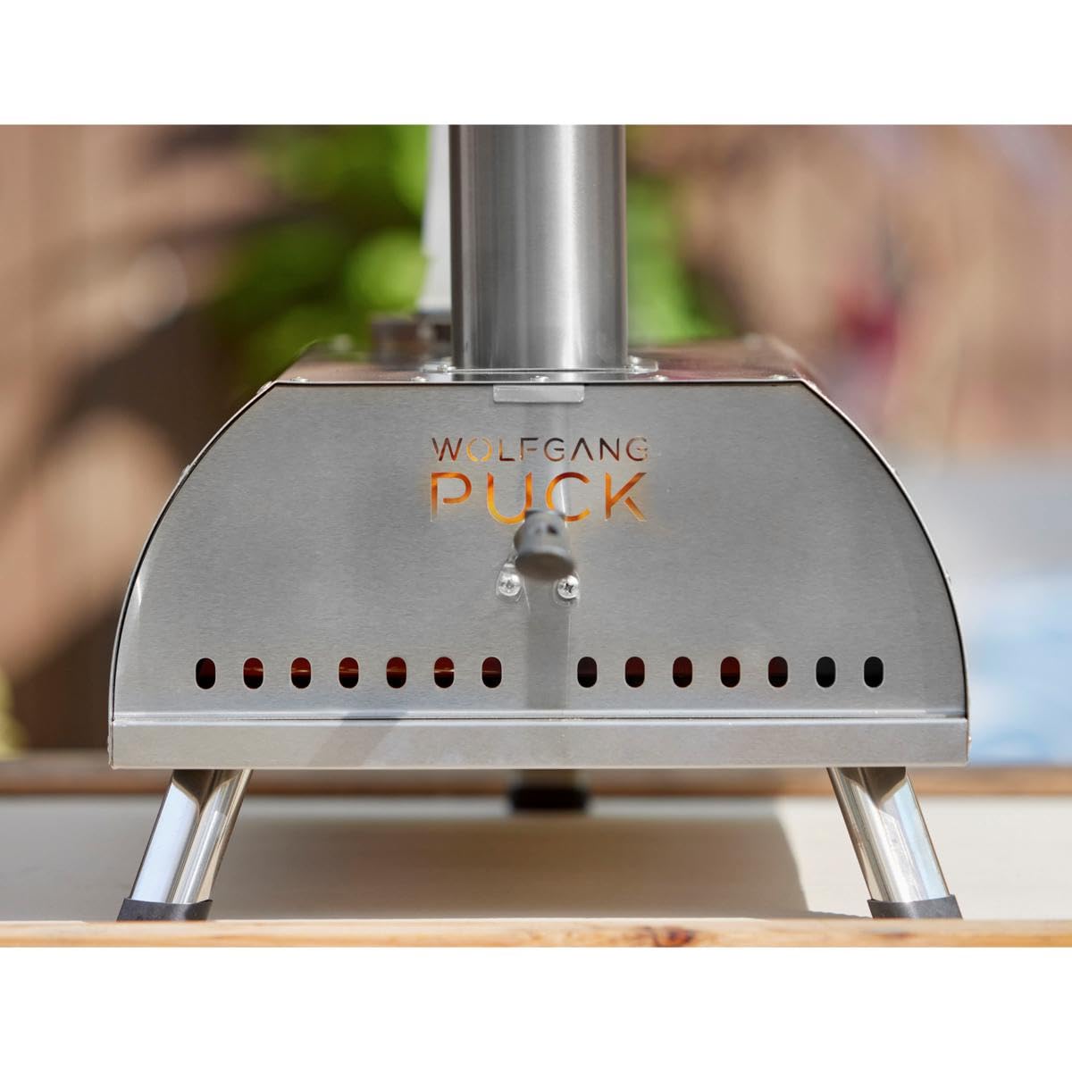 Wolfgang Puck Outdoor Wood Pellet Pizza Oven & Grill w/Peel & Recipes (Renewed)