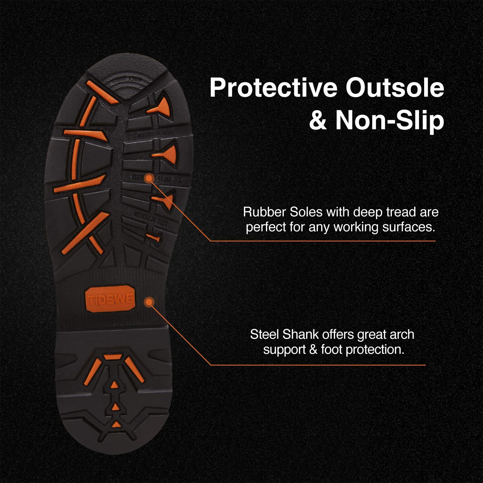 TIDEWE Rubber Work Boot for Men with Steel Toe & Shank, Waterproof Anti Slip Hunting Boot, 6mm Neoprene Hunting Boot, Sturdy Brown Rubber Boot for Manufacturing, Construction, Farming, Size 11