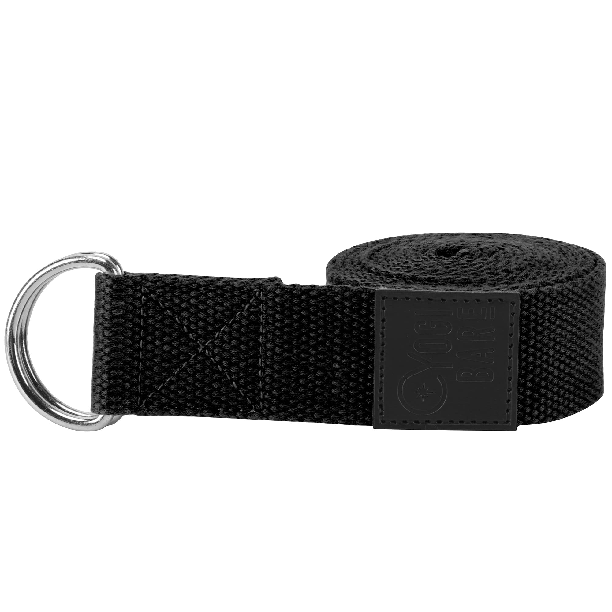 Yogi Bare Yoga Strap for Stretching - Yoga Accessories & Equipment - Ligament Stretching Belt & Stretch Band with Double D-Ring Loops - Black