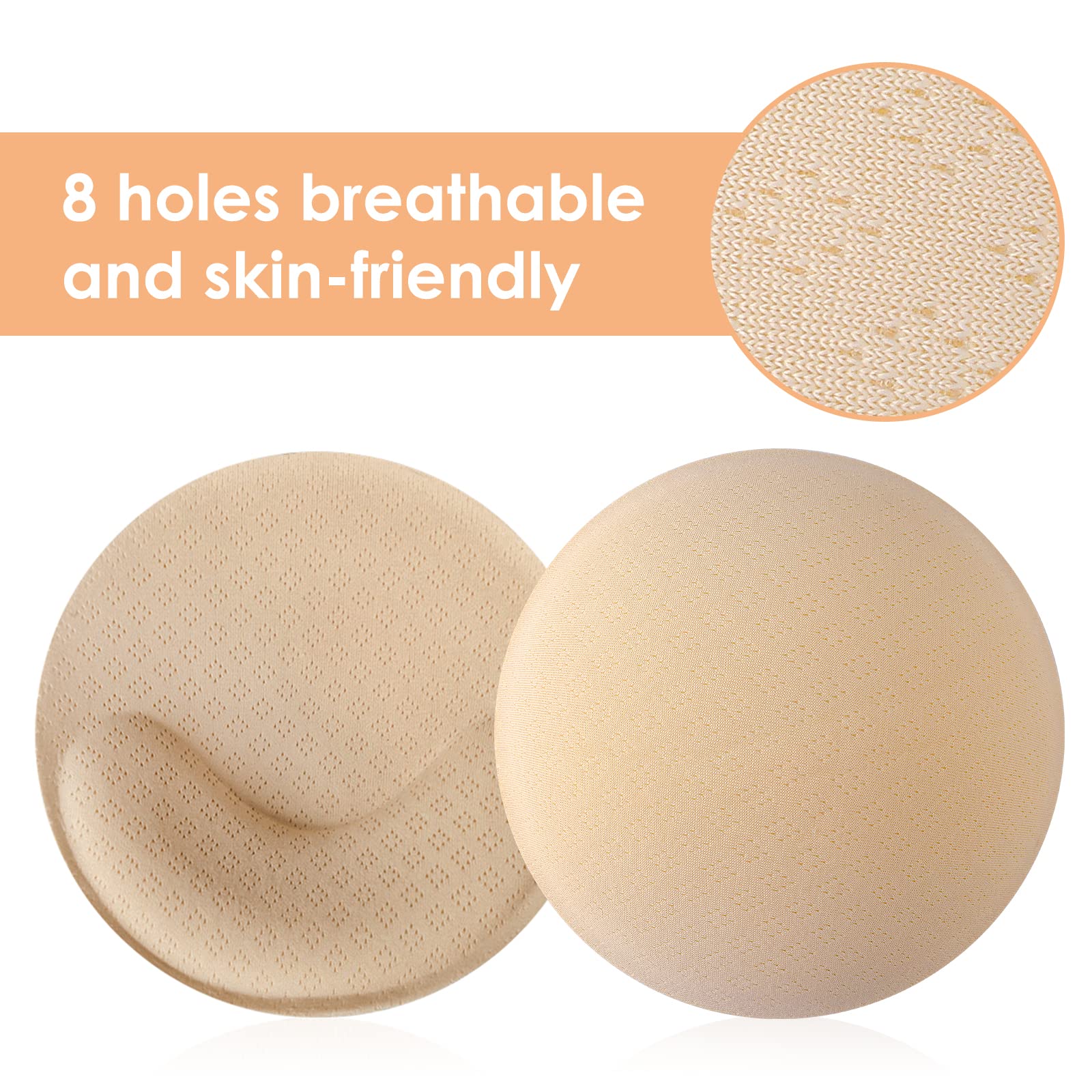 WLLHYF Round Bra Inserts Pads 2 Pairs Washable Sponge Bras Inserts Removable Bra Cups Inserts Bra Replacement Pad for Bikini Top Swimsuit Sports Bra (Skin Tone-Thicker Below)