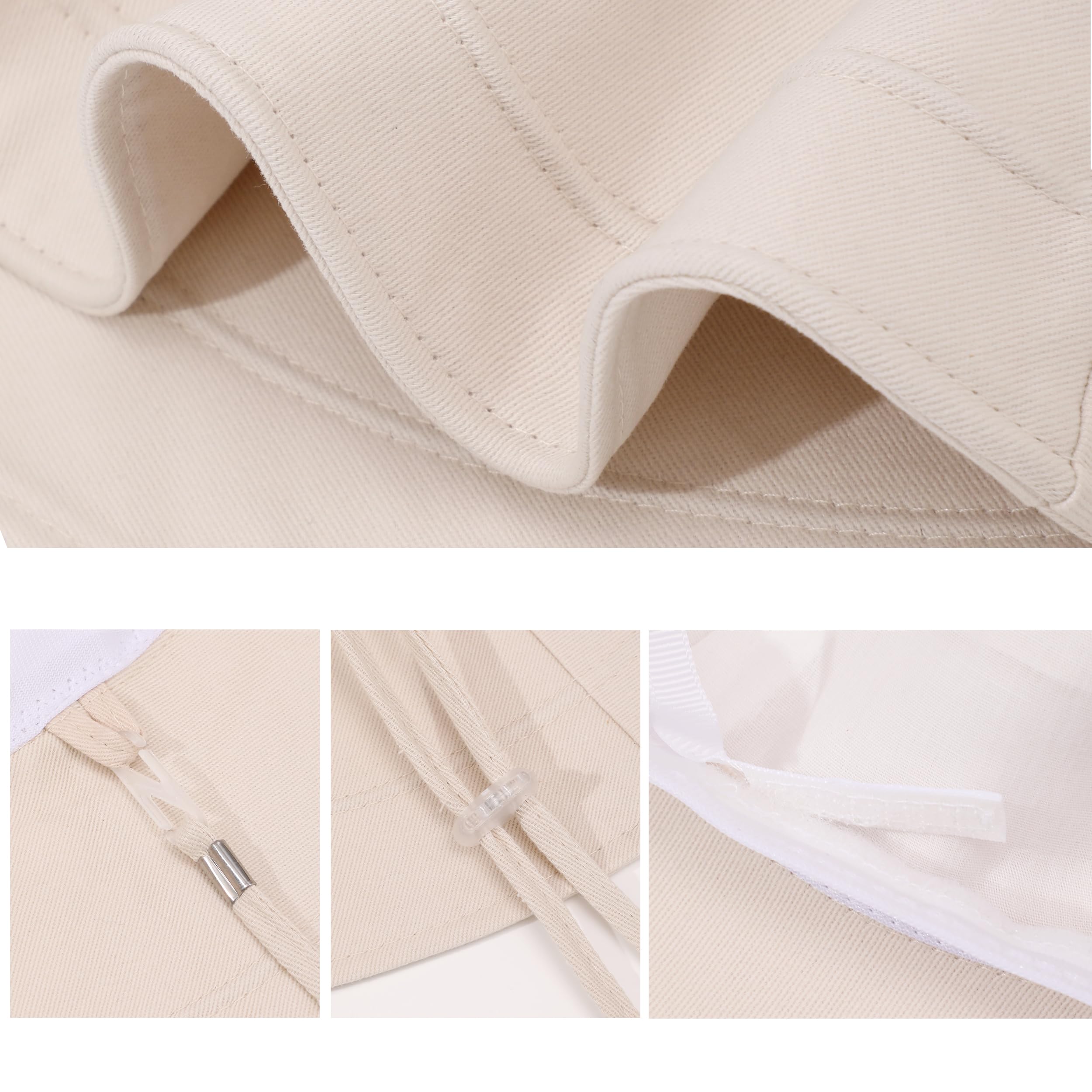 Women Bucket Hat Summer Beach Sun Hats for Women UPF Woman Foldable Floppy Travel Packable UV Hat Cotton Wide Brim Hat (A-Beige)