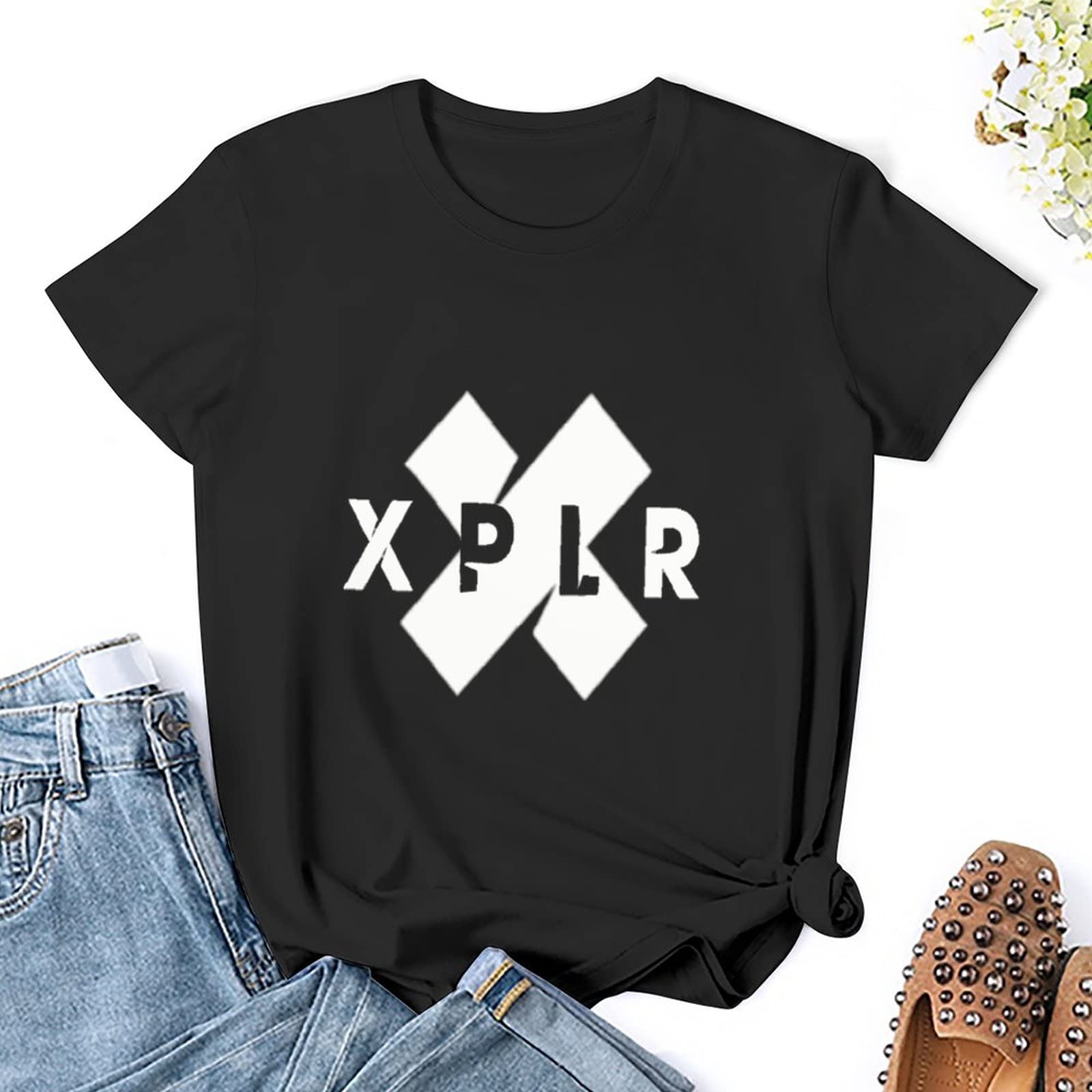 Women's T-Shirt XPLR Pure Cotton Comfortable Short Sleeve Womens Casual Tee L