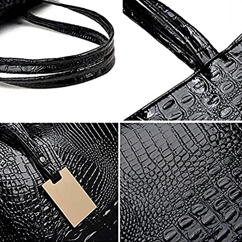 Womens Crocodile Large Tote Handbag Purse Shoulder Bag Travel Satchel Handbag (Pink)