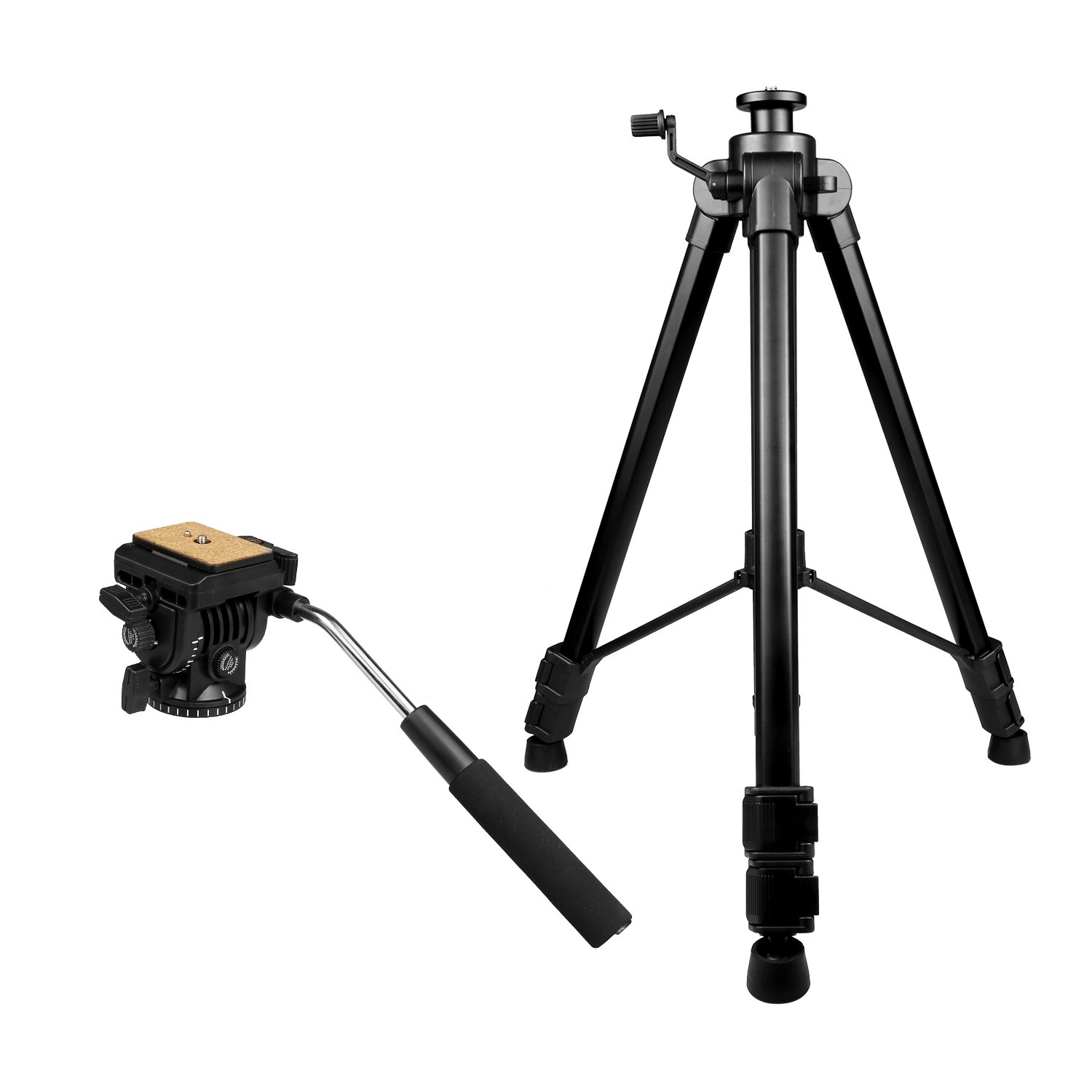 Video Tripod with Fluid Head, Kamisafe VT-1500 Heavy Duty Tripod Camera Stand Fluid Head Tripod for Video Camera DSLR Camcorder Nikon Canon Sony with Carry Bag, Extends to 65", Max Load 22 lbs