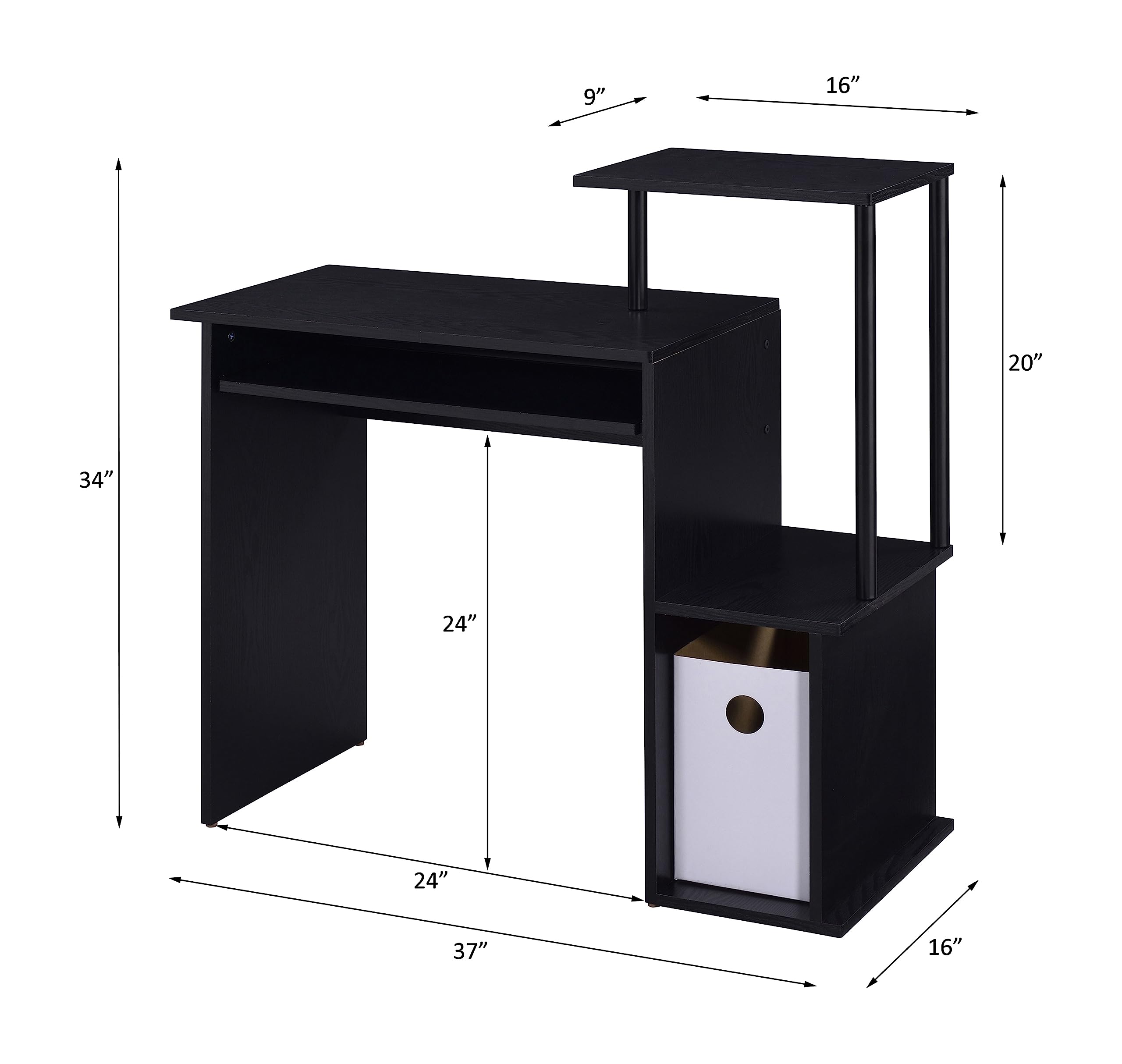 yoptote Keyboard Tray,Writing, Work, Study Tables,Shelf Computer Desk, Black
