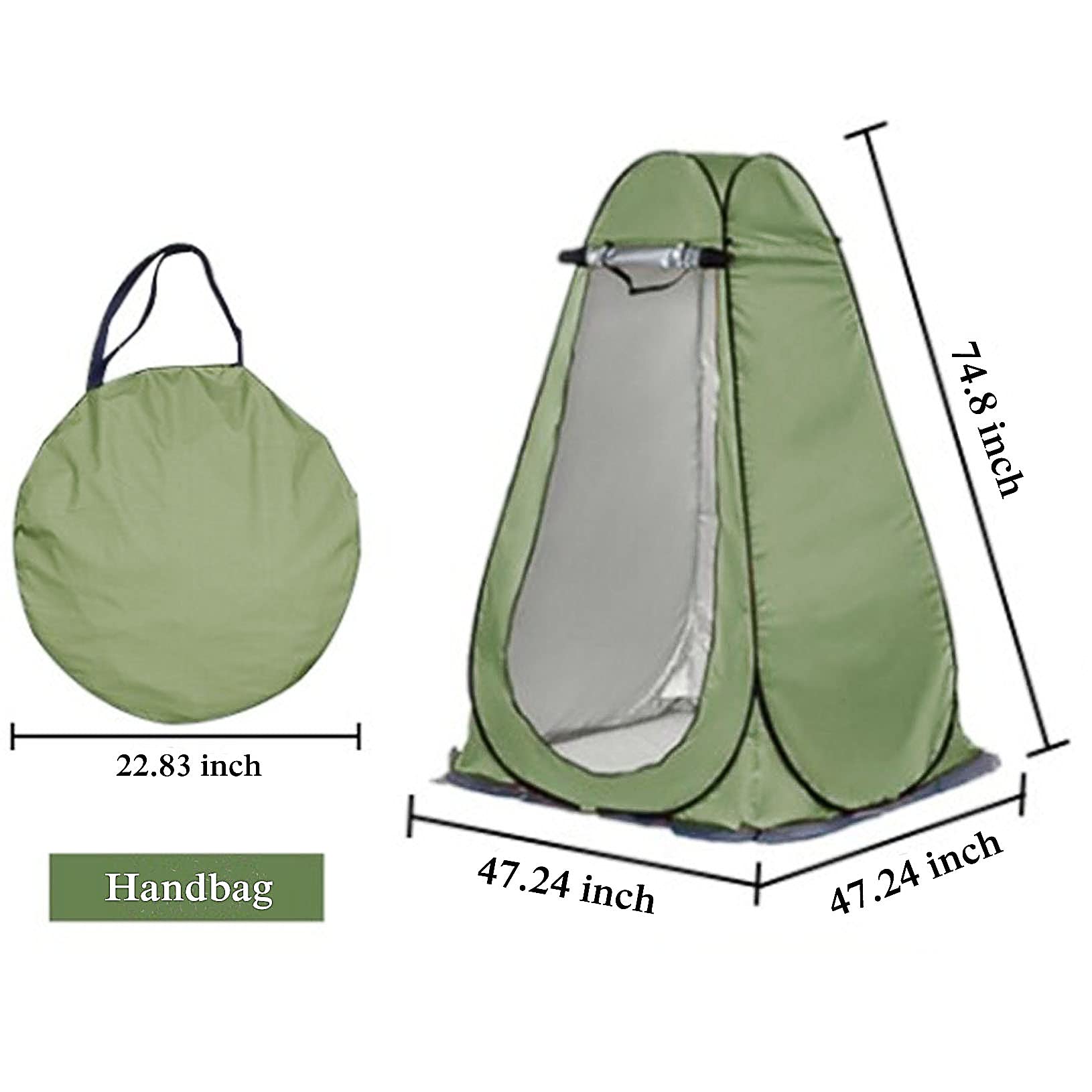 Timilge Portable pop-up privacy tent suitable for outdoor shower, dressing room, sunshade and camping toilet (Green)