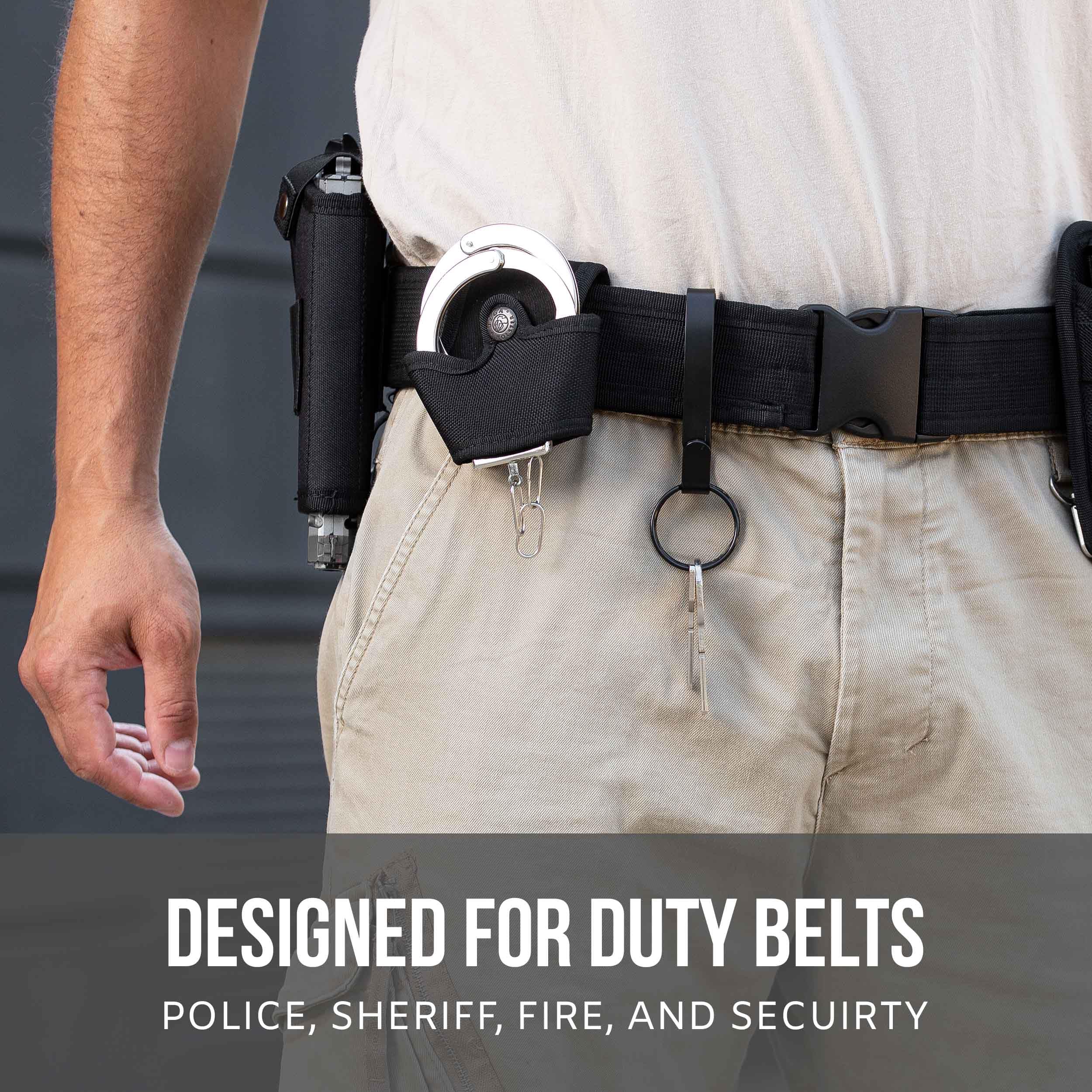 TKH-S1 Stealth Tactical Key Ring Holder for Duty Belts, Quick Release Clip w/2 XL Detachable Rings Max 2.25" Belt For Police, Correctional, Fire Dept