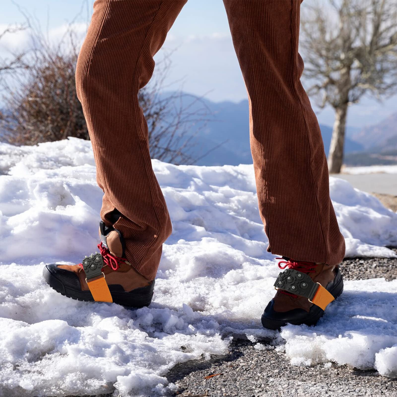 Xproutdoor Mid-Sole Ice Cleats Crampons Traction Snow Grips with Tungsten Spikes