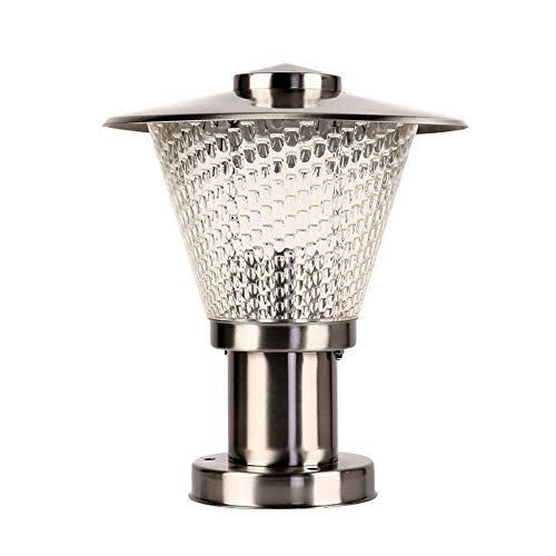 WPOLED Modern Simple European Column Lamps Silver Stainless Steel Outdoor Waterproof E27 Acrylic Post Lights Garden Gate Courtyard Home Villa Decorative Pillar Lights