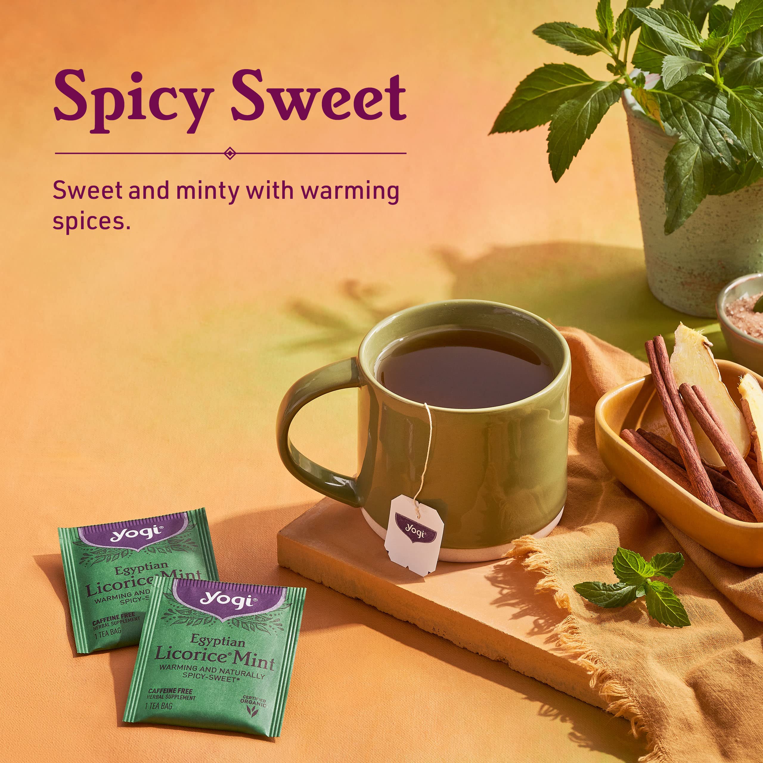Yogi Tea - Egyptian Licorice Mint Tea (6 Pack) - Warming and Naturally Spicy Sweet - Caffeine Free - 96 Organic Herbal Tea Bags