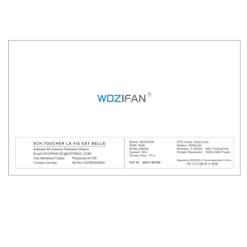 WOZIFAN 14" Laptop 6GB RAM 256GB SSD Traditional Laptops Computer Win 11 Full Metal 2.4G+5G WiFi BT 4.2 1920x1080 FHD with Wireless Mouse for Work Study Entertainment-Blue