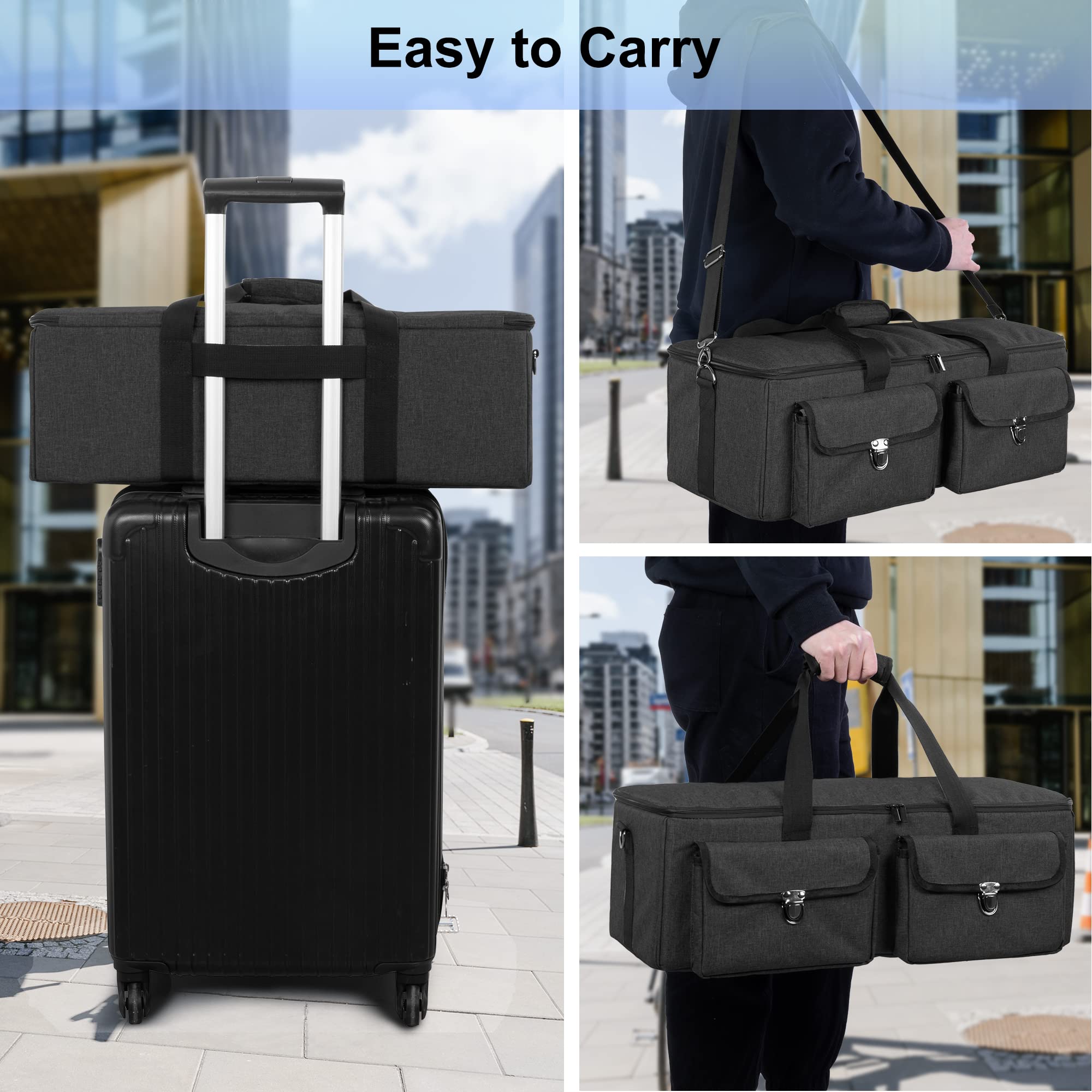 YARWO Tripod Carrying Case 23.4β Long, Portable Photo Studio Equipment Storage Bag Compatible for Manfrotto Tripods, Camera Monopod, Speaker, Microphone, Light Stand and Photography Accessories, Black