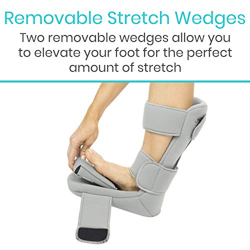 Vive Plantar Fasciitis Night Splint Plus Trigger Point Stretch Wedges - Soft Leg Brace Support, Orthopedic Sleeping Immobilizer Stretch Boot (X-Large: Men's: 11.5-12.5, Women's: 12.5-14)