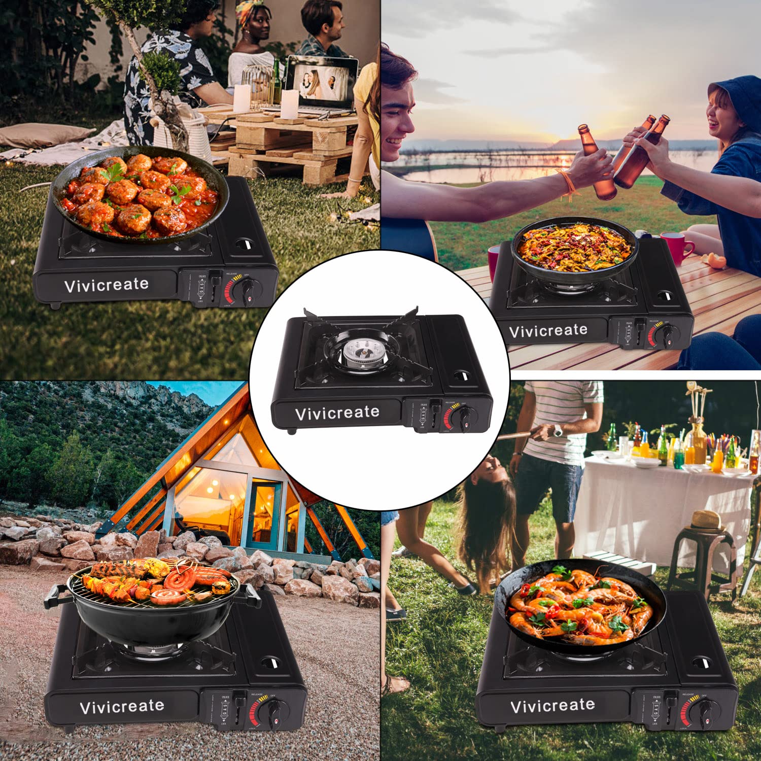 Vivicreate portable stove Camping BBQ Korean kitchen camp butane gas burner stove