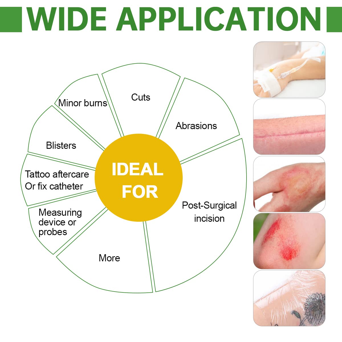 Transparent Film Dressing 4'' x 4.75'', 50 Packs, Waterproof Wound Cover Bandage, Post Surgical Shower or Tattoo Aftercare Bandage, IV Shield, Transparent Adhesive Patch