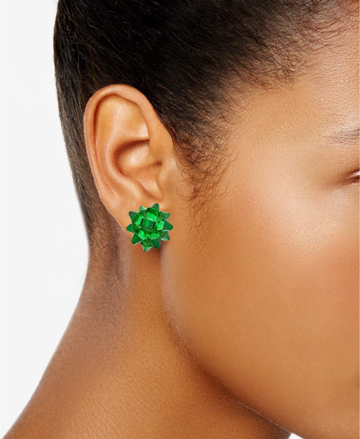 VK Accessories 3 Pair Bow Studs Christmas Girls Earrings 3 Color(Green, Golden, Red)