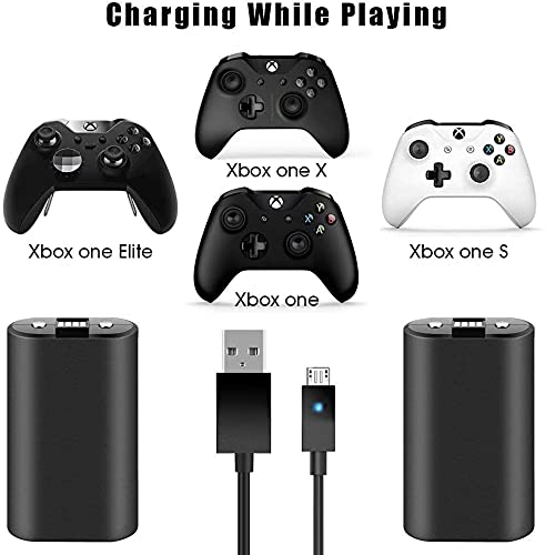 Xbox One Controller Battery Pack, 2 1200mAh Rechargeable Battery Pack for Xbox one with LED/ 5FT Micro USB Charging Cable,Charge and Play for One/One X/S (Not for Xbox Series X/S Controller)