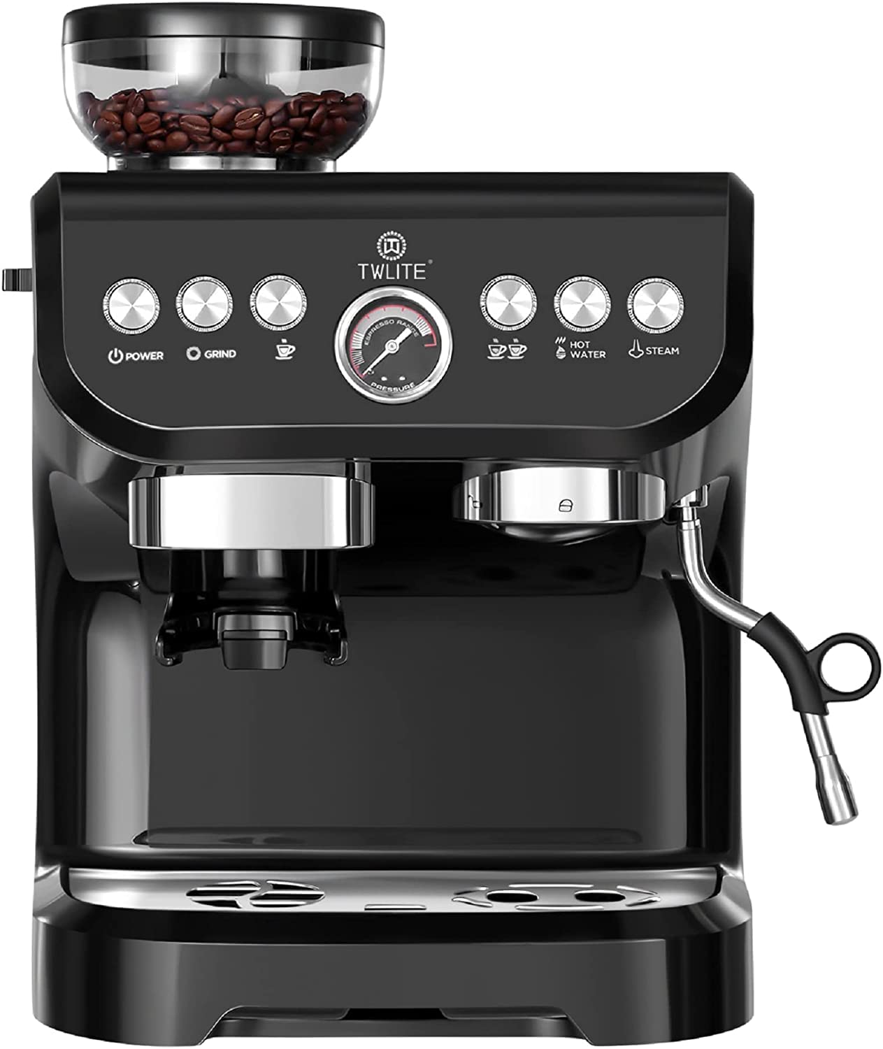 Trustmade Premium Espresso Machine Coffee Maker with Milk Frother, Coffee Grinder, Commercial Coffee Maker Automatic Stainless Steel, Removable Parts for Easy Cleaning,15 Bar
