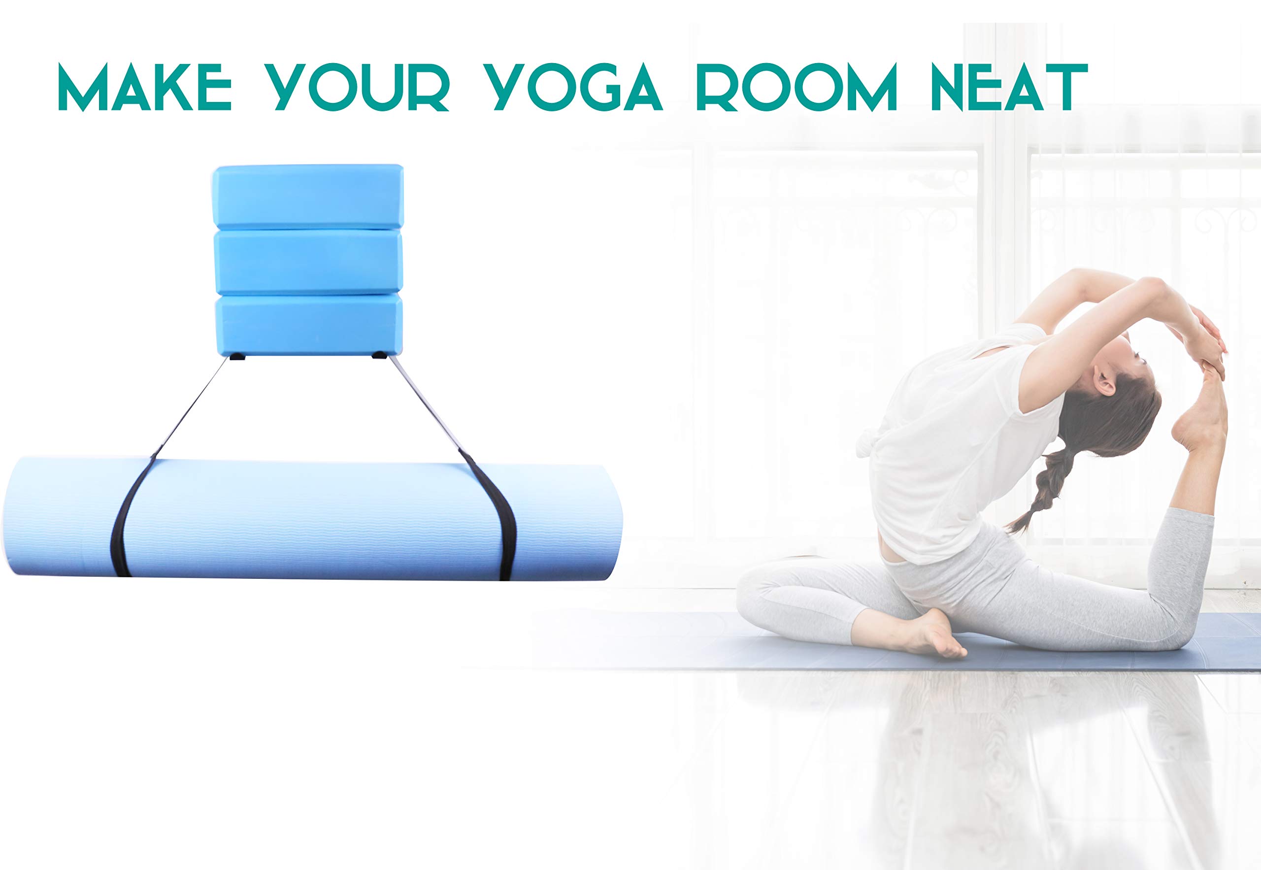 Yoga Mat Storage Rack Wall Mounted Wall Holder,4 Pcs 2 Set Multi Purpose Exercise Mat Wall Hanger Wall Hooks for Storing Yoga Mats,Yoga Blocks, Foam Roller,Exercise Mat