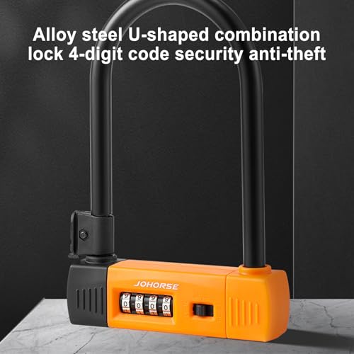 U-Lock, Heavy Duty Combination U Lock Paddle Lock, U Lock with 4-Digit Resettable, Heavy Duty Anti-Theft Bicycle U Lock Secure Your, Scooter, Electric and More Ideal for Road Moun