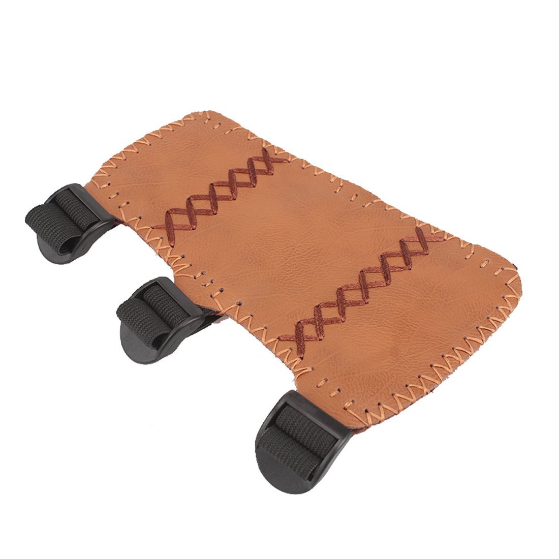 XTACER Finger Protector & Arm Guard 3-Strap Ventilated Arm Guard with Three Fingers Design for Archery (L for Men or Women, Brown)