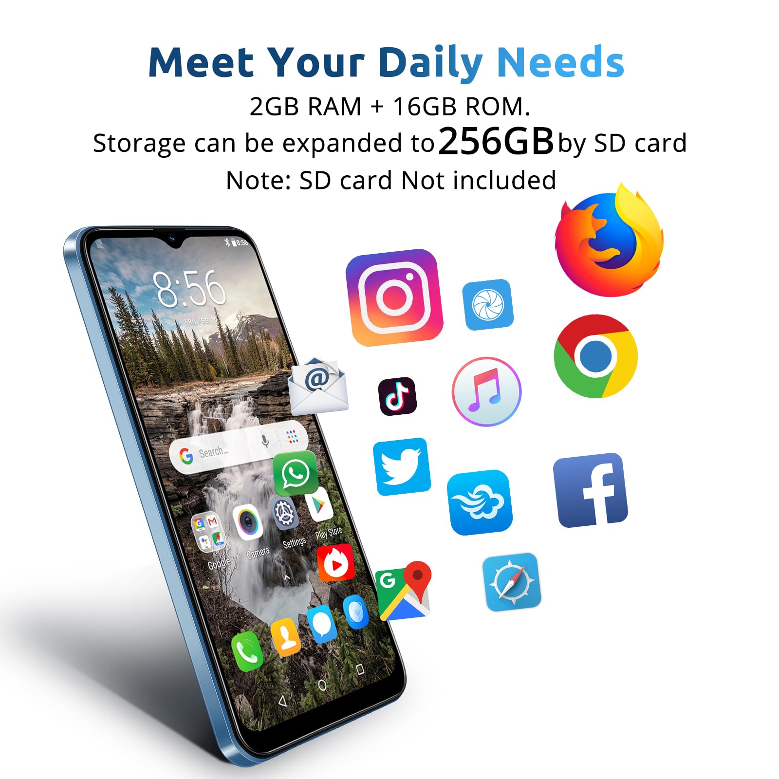 Xgody X18 4G LTE Unlocked Android Phone, 6.3 Inch Cell Phones, Android 10 OS Dual SIM Cheap Smartphone Unlocked, Quad Core 2GB+16GB, Dual 5MP+8MP Camera, 4000mAh Battery, Face ID Smart Phone (Blue)
