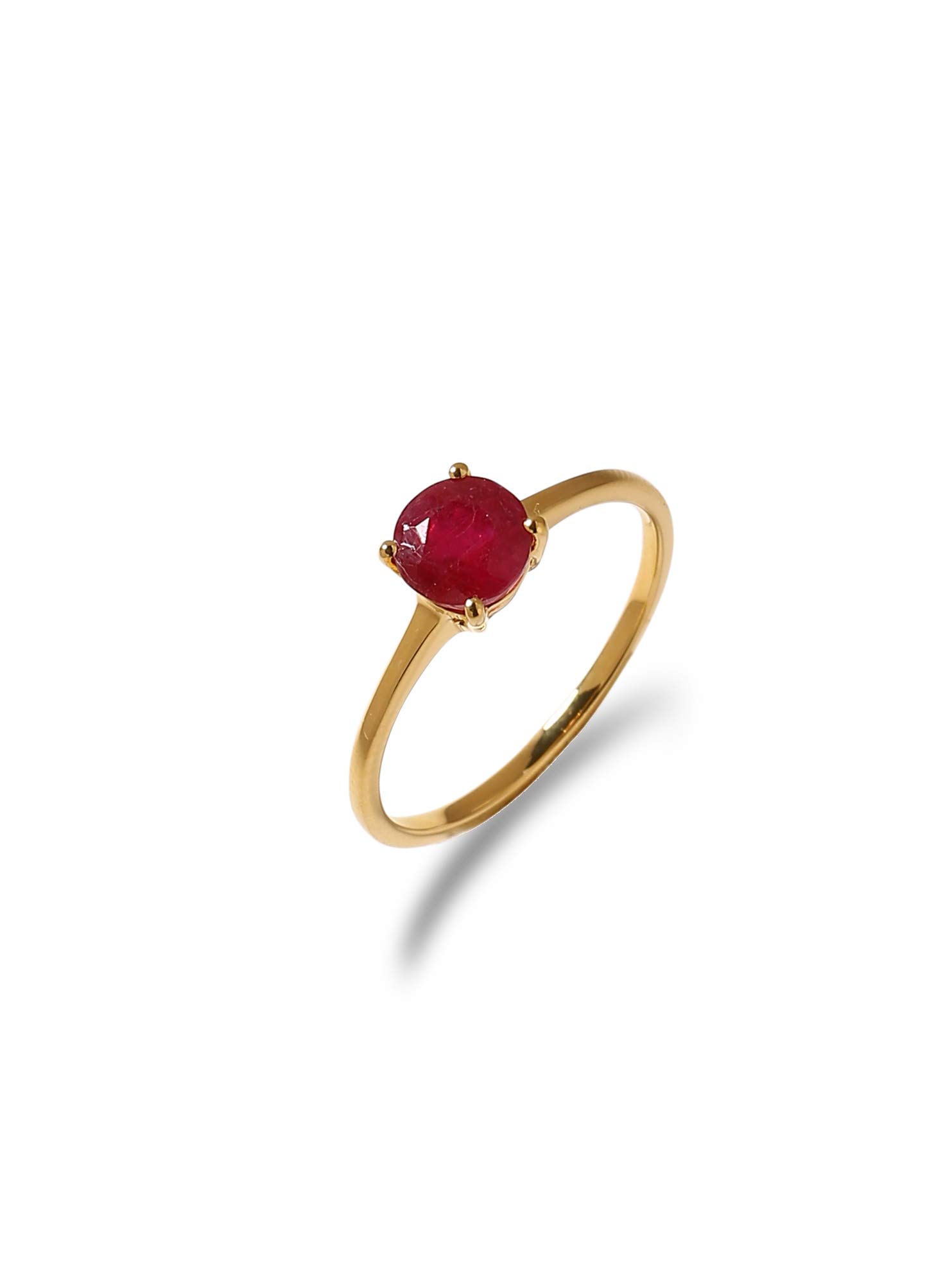 YoTreasure 1.05 Ct Glass Filled Ruby Solid 10k Yellow Gold Solitaire Ring Jewelry (8)