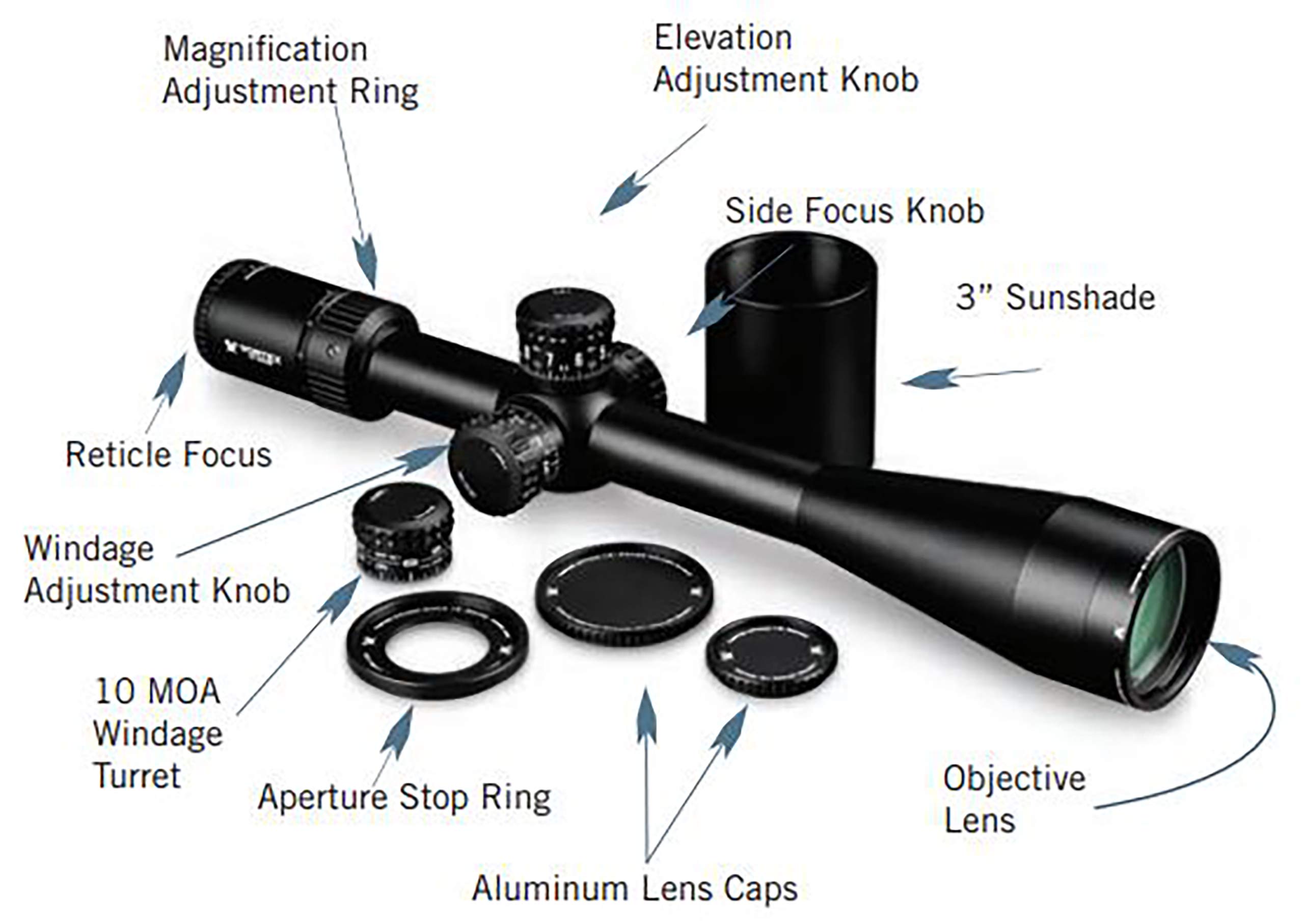 Vortex Optics Golden Eagle HD 15-60x52 Second Focal Plane Riflescopes - ECR-1 Reticle (MOA) , Black