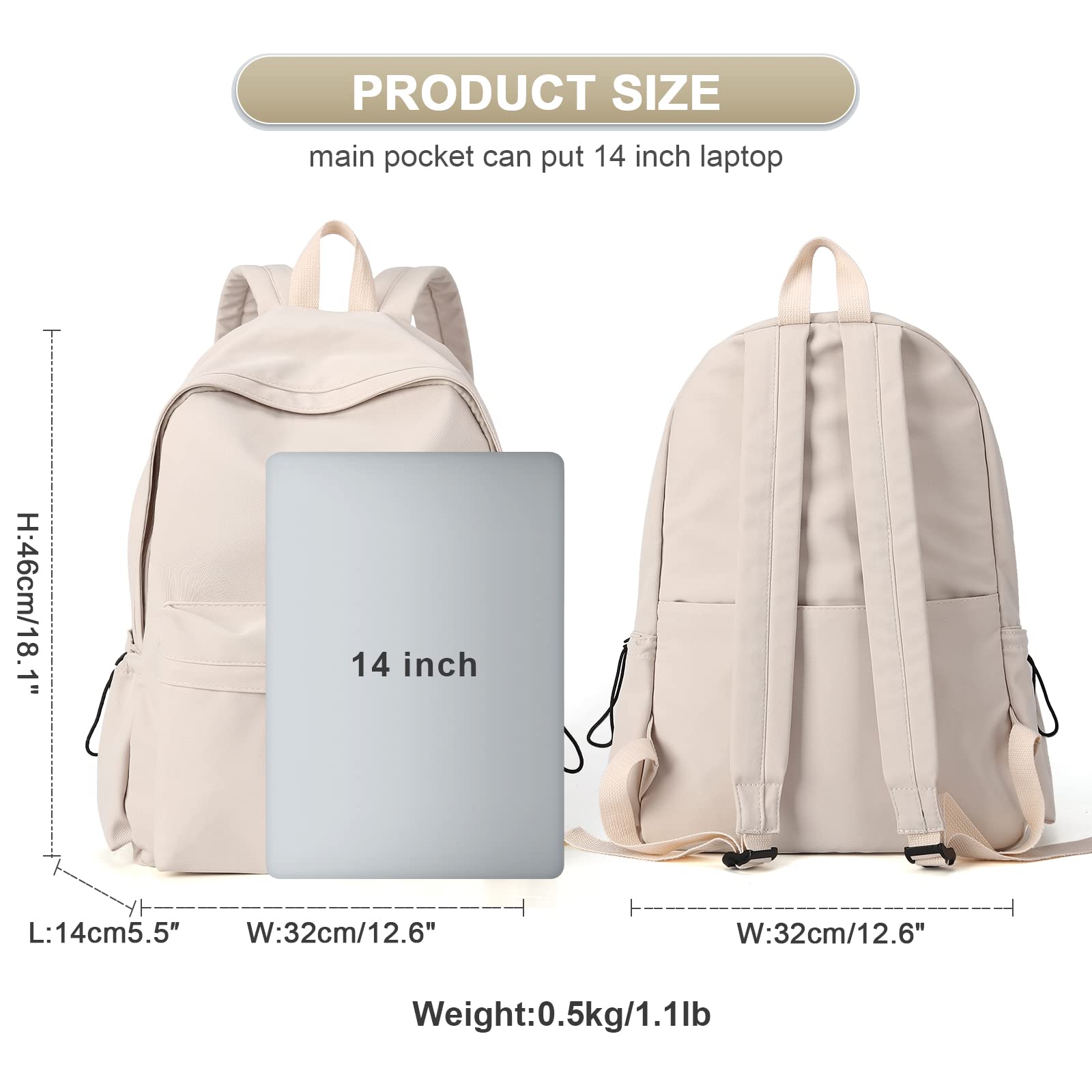 UPPACK College Backpack Travel Essentials Backpack for Women Men Laptop Backpack Casual Daypack Gym Work Backpack for Women Aesthetic Lightweight Hiking Backpack Carry On Cute Backpack for Women