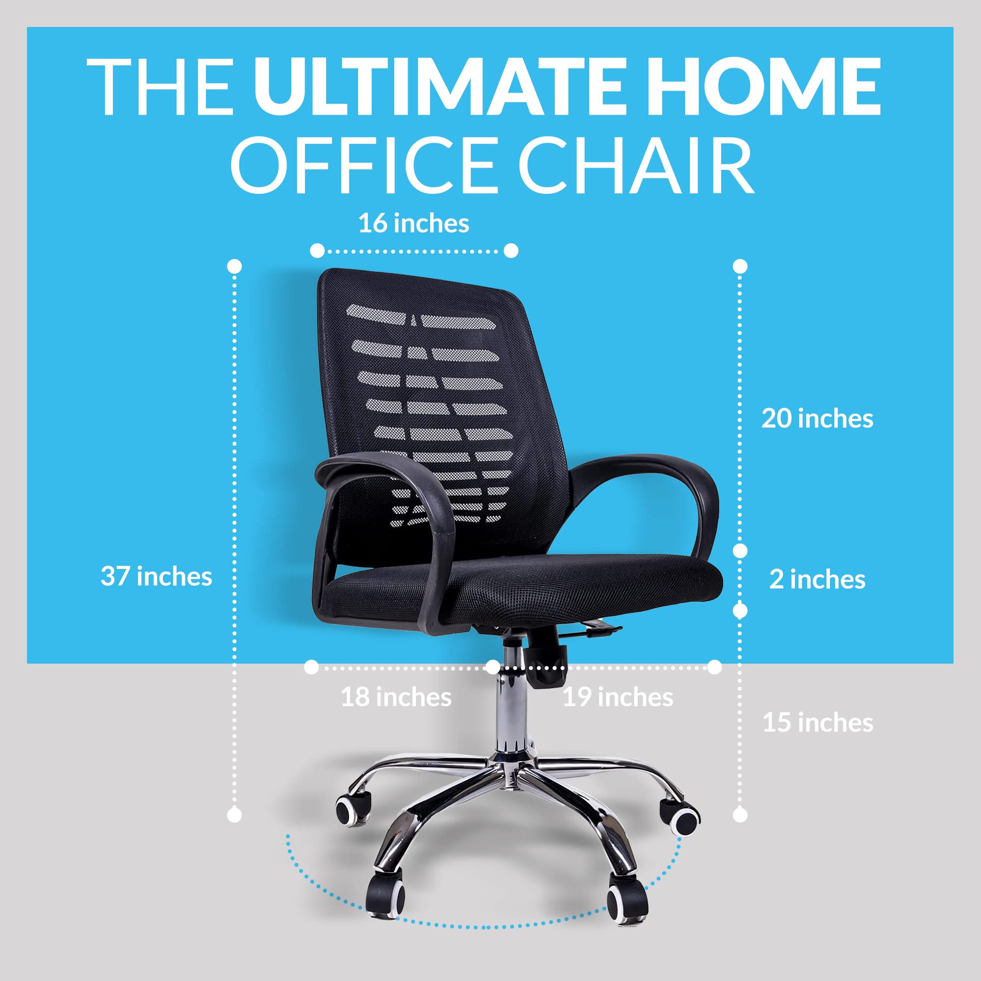 US Office Elements Ergonomic Office Chair with Lumbar Support | Computer Desk Chair with Arms | Adjustable 360 Swivel Chair with Arms (Black)