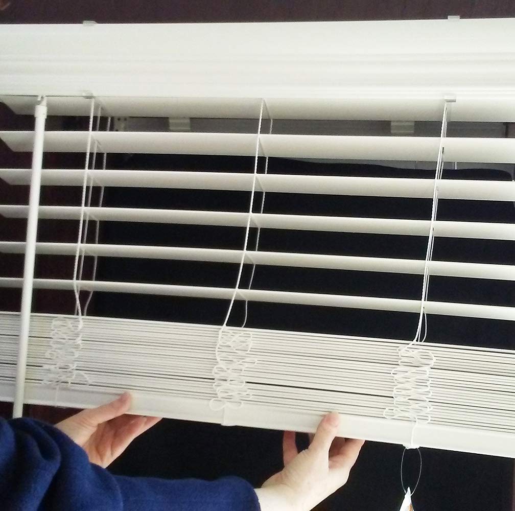 US Window And Floor 2" Faux Wood 38.5" W x 48" H, Inside Mount Cordless Window Blinds, Smooth White,CLF0103840480