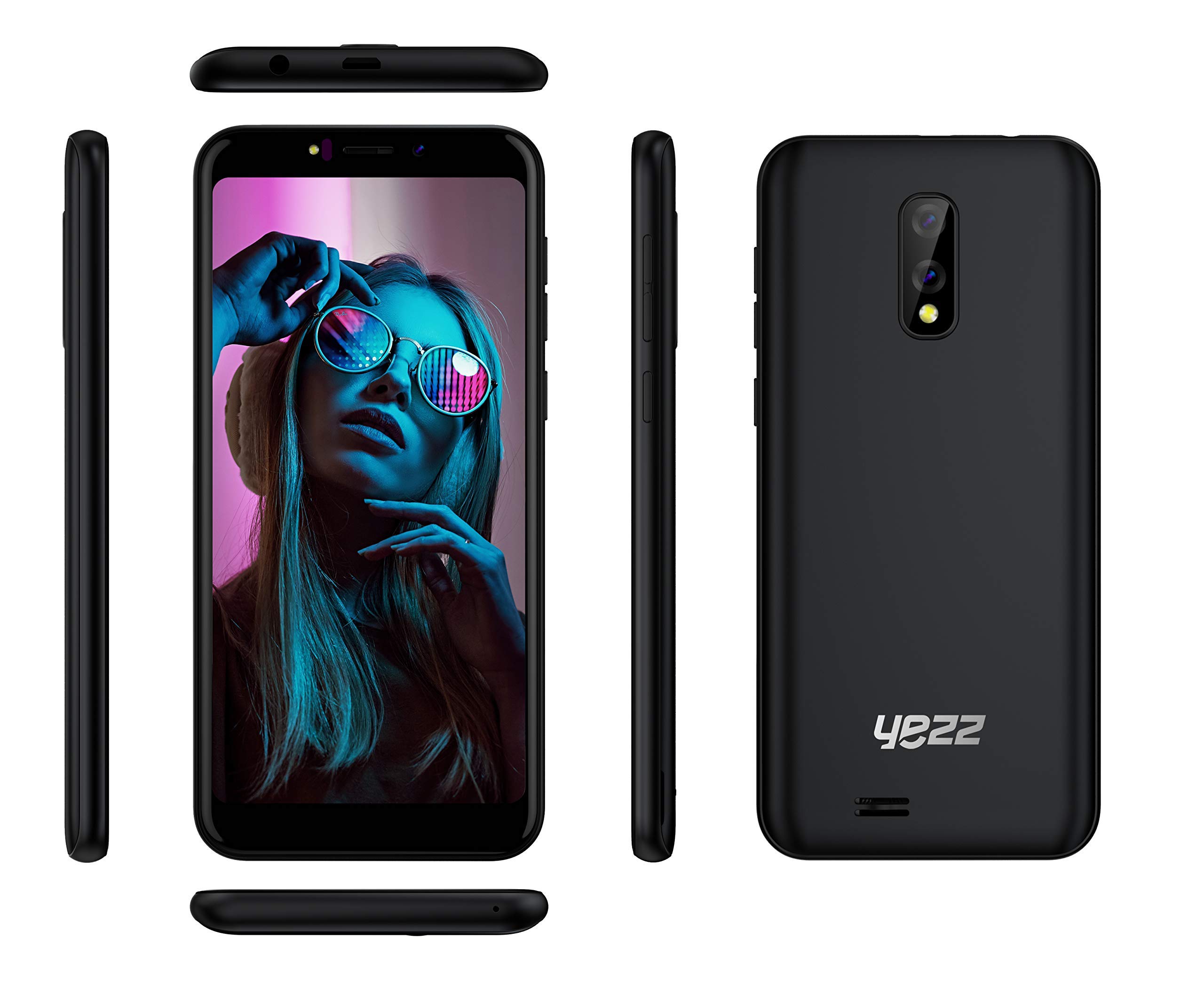 Yezz MAX 1 Plus (16GB, 2GB) 5.5β HD+ IPS Screen, 4G LTE, Android Pie, 1 Year Warranty, Dual SIM Factory Unlocked (AT&T, T-Mobile, Cricket, MetroPCS, Straight Talk), Black